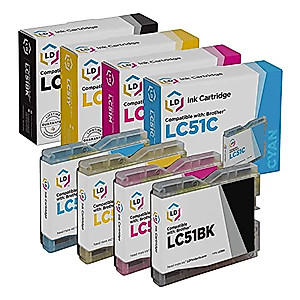 LD Compatible Ink Cartridge Replacement for Brother LC51 (Black, Cyan, Magenta, Yellow, 4-Pack)