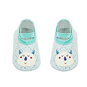 Lykmera Animal Printed First Walking Shoes Kids Boys Socks Barefoot Shoes Socks Non Slip Girls Floor Cartoon Mesh Shoes (Green, 6-12 Months)