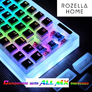 ROZELLA HOME Pudding Keycaps Full 108 Key for Mechanical Gaming Keyboard with Additional 24 Replacement Units, PBT, MX Switches, TKL 80 Percent and Compact 60 Percent Compatible, (Caps Only) (White)