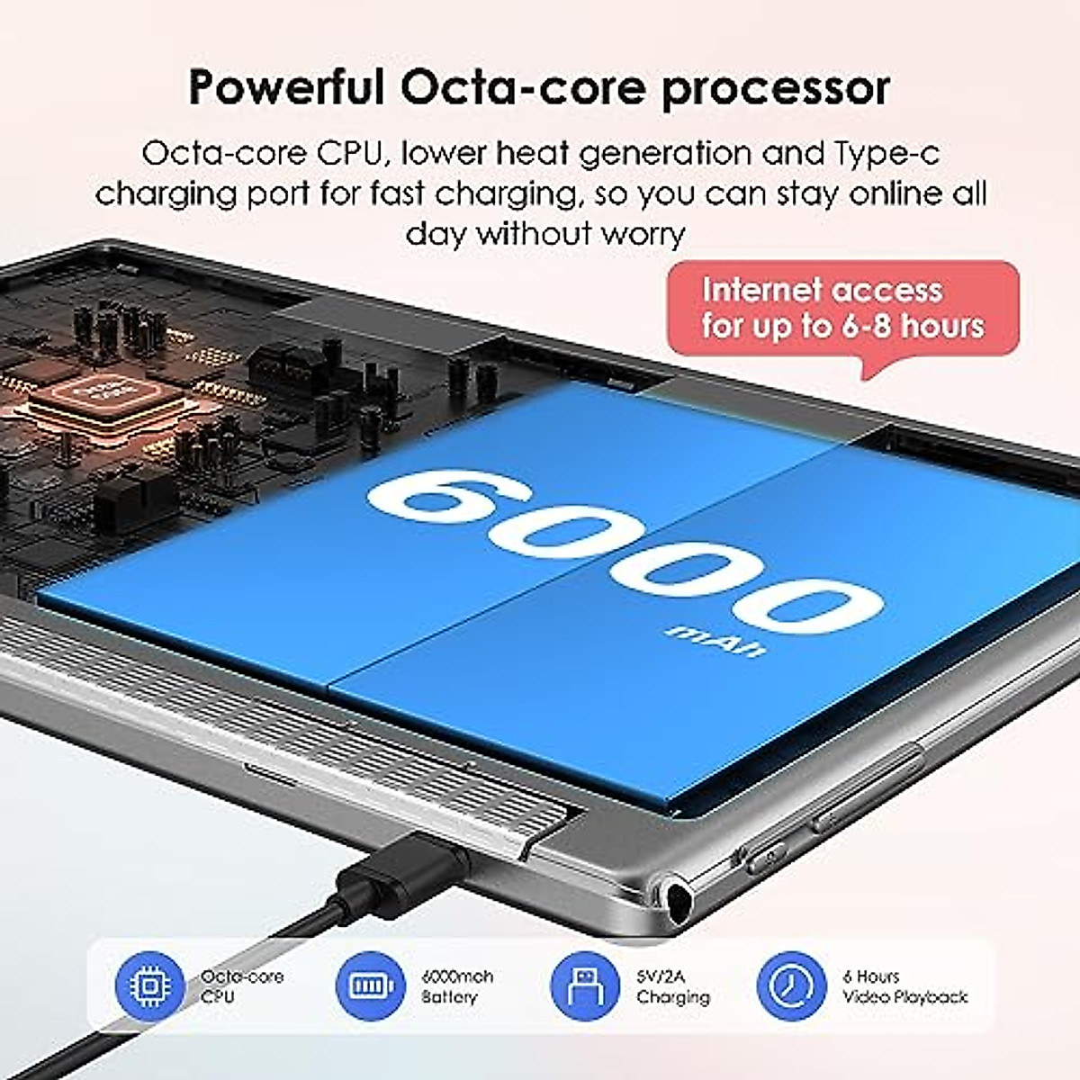 LNMBBS Android Tablet 10 Inch, 4GB RAM 64GB Storage, Android 12.0, Octa-Core Processor, Tablet with Keyboard, Large Battery, Dual Camera, Wi-Fi, Bluetooth, GPS, Mouse,Tablet Cover, Tablet,Gray