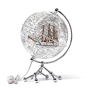 Tpmorwilfun Transparent Globe Illuminated Decorative World Globe 8" Diameter Gift Geographical Desktop Home Office Collectible Globe (White)