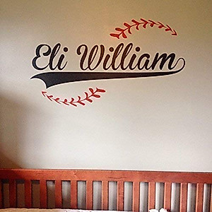 Custom Name Added to Baseball Vinyl Wall Decal Baseball Theme Personalized Removable Sticker Perfect for Above Bed Sports Room