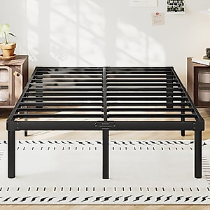 Viisari Queen Bed Frame 14 Inch Metal Heavy Duty Platform No Box Spring Needed Easy Assembly Noise Free Black