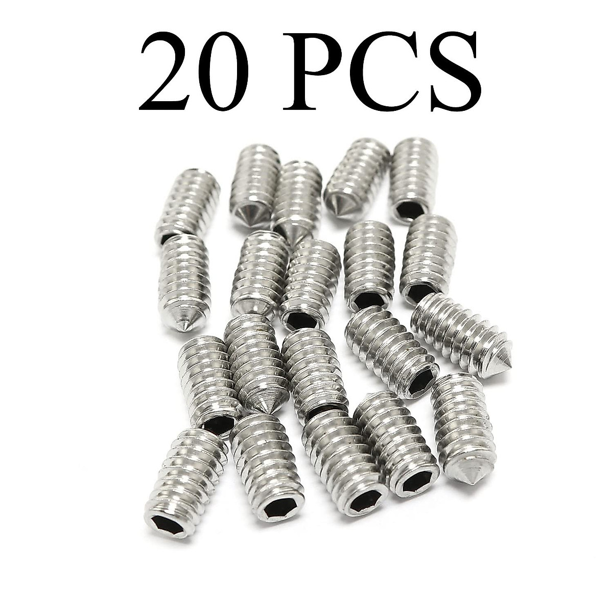 Pro Bamboo Kitchen 20pcs 1/4-20x1/2" Hexagon Hex Socket Set Grub Screws 304 Stainless Steel Full Thread Cone Point Grub Screw