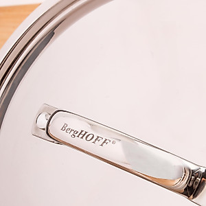 BergHOFF Vintage Tri-Ply 18/10 Stainless Steel Saucepan 5.5in 1qt. With Matching Lid, Hammered, Long and Ergonomic Shaped Handle, Induction Cooktop, Silver