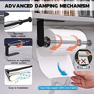 PRANAHEART Self Adhesive Paper Towel Holder, Under Counter Paper Towel Holder for One Handed Operation (Silver)