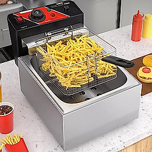 Commercial Deep Fryers, Electric Deep Fryer, Detachable Large Capacity Stainless Steel Electric Oil Fryer with Temperature Control, for Restaurant Home Kitchen (Color : 20L)
