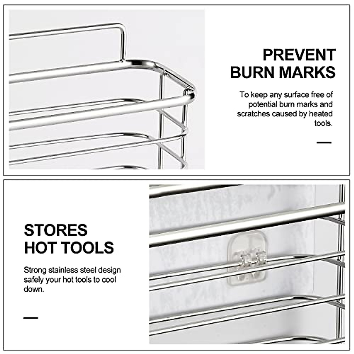 Hair Tool Organizer - Hair Accessories Organizer, Hair Dryer Holder, 304 Stainless Steel Bathroom Blow Dryer Holder for Hair Dryer, Straightener, Flat Iron, Curling Wand - Wall Mount No Drilling