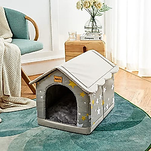 Jiupety Cozy Pet Bed House, Indoor/Outdoor Pet House, L Size for Cat and Medium Dog, Warm Cave Sleeping Nest Bed for Cats and Dogs, Gray