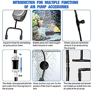 19.86/32.8/101.7 feet Aquarium Airline tubing air Stone for Fish Tank Aquarium Check Value Aquarium Suction Cups Aquarium air Controller and I T Connector (6.5 feet tubing with 1 Outlet air Pump)