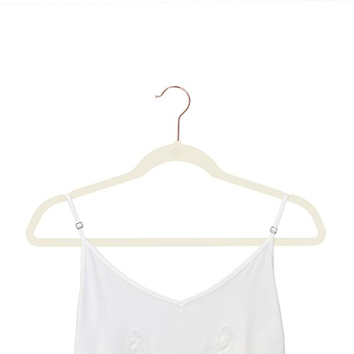 Closet Complete 71634 Supreme Quality, Heavyweight, 85-Gram, Virtually-Unbreakable Velvet, Ultra-Thin, Space Saving, No-Slip Suit Hangers, 360° Spinning Rose Gold Hooks, 50, Ivory, 50 Count