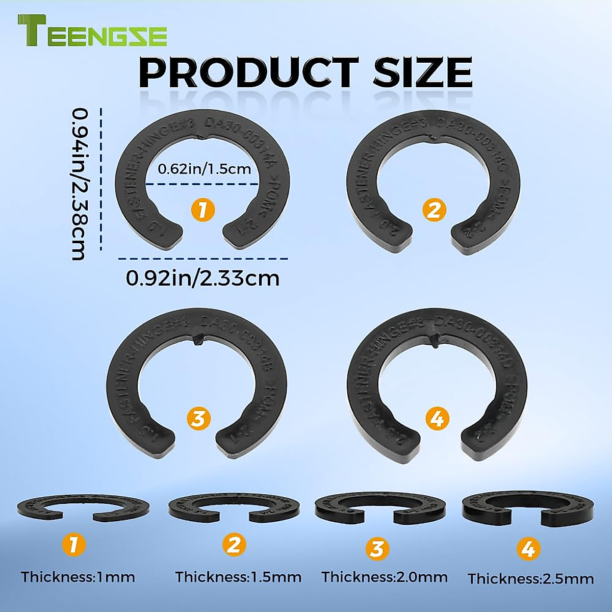 TEENGSE DA99-04158A Hinge Shim Kit, Refrigerator Door Height Adjustment Shim Kits, 4 Different Thickness Refrigerator Door Shim Replacement for DA60-00314C,3282540,PS6448337 DA99-04158A,AP5668209