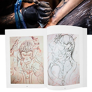 70 Pages Tattoo Coloring Book, Tattoo Template Display Book, Exquisite Tattoo Pattern Design Illustration Reference Book Tattoo Template Book Tattoo Book Different Pattern Design