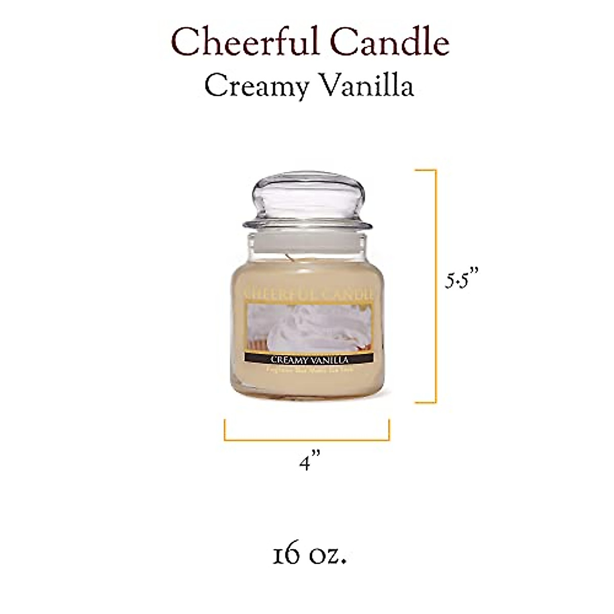 A Cheerful Giver - Creamy Vanilla Scented Glass Jar Candle (16 oz) with Lid & True to Life Fragrance Made in USA