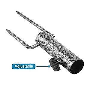 Denpetec Adjustable Portable Umbrella Base, 35cm Length Heavy Duty Ground Insert Steel Coating Umbrella Stand Base for 28-32mm Pole Umbrella Outdoor Park Patio Beach Ground