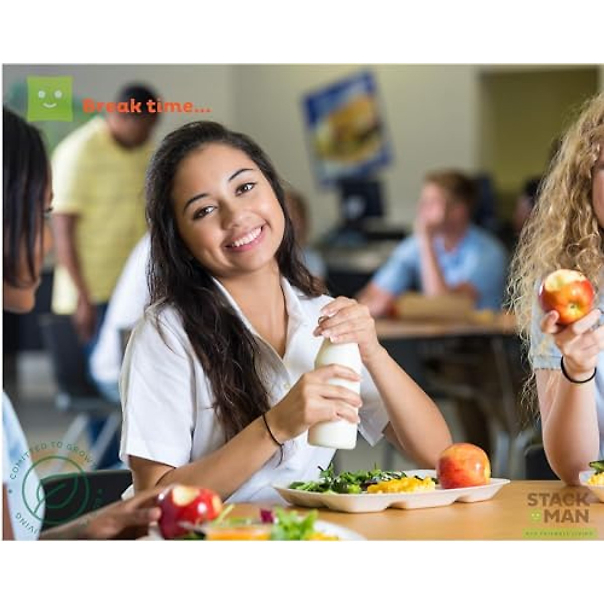 100% Compostable, 5 Compartment, Disposable Paper Plates [125-Pack] - {PFAS Free} - {BPA Certified} - [10 Inch] Heavy Duty Biodegradable Bagasse Sectional Lunch Trays + Dividers - Divided Platter Tray