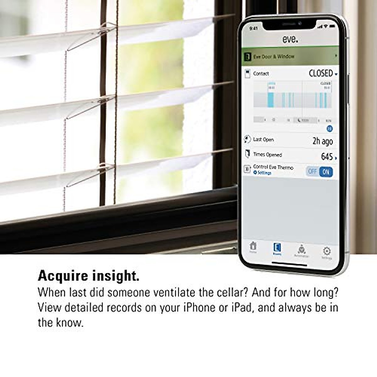 Eve Door & Window - Apple HomeKit Smart Home Wireless Contact Sensor for Windows & Doors, Automatically Trigger Accessories & Scenes, App Notifications