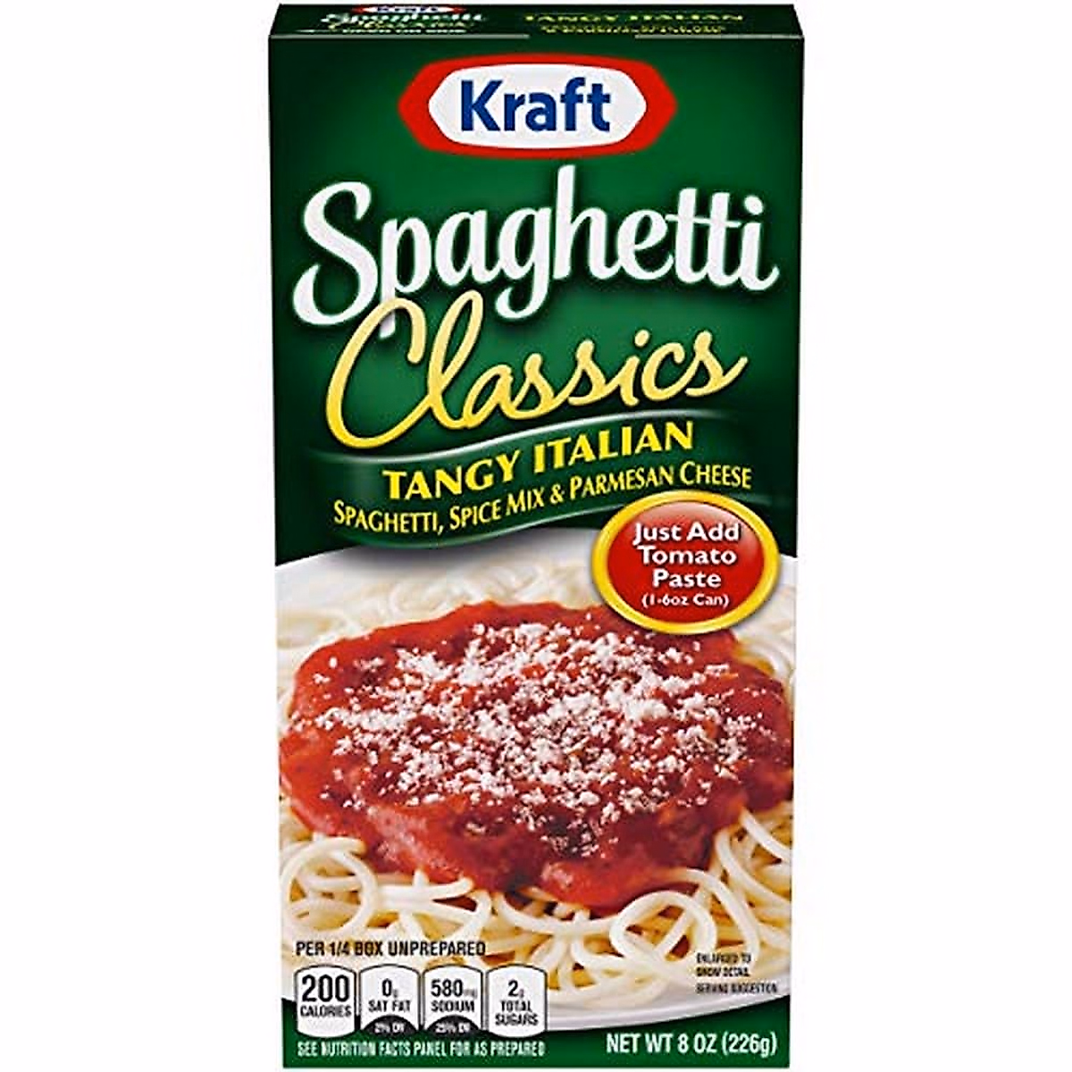 Kraft Spaghetti Classics Tangy Italian Easy Pasta Meal with Spaghetti, Spice Mix & Parmesan Cheese, 8 oz Box