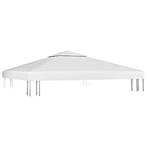 Tidyard 2-Tier Gazebo Top Cover Garden Canopy Replacement Cover with PVC Coating Sun Shade Shelter White for Party, Wedding Tent, BBQ, Camping, Pavilion Cater Tent 9.8ft x 9.8ft (L x W)
