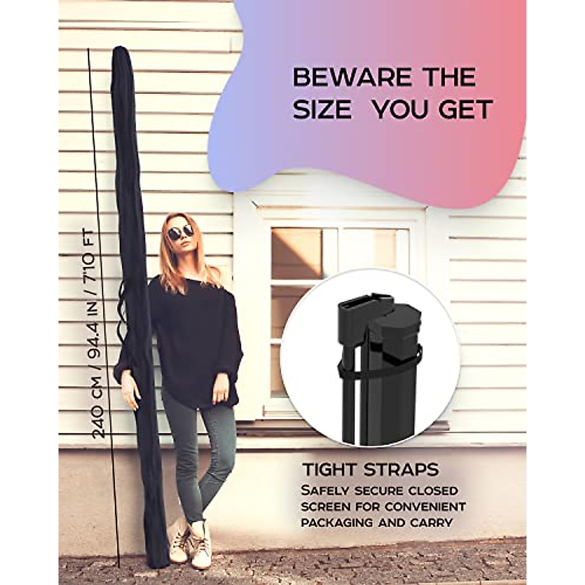 Projector Screen with Stand 100 inch - Indoor and Outdoor Projection Screen for Movie or Office Presentation - 16:9 HD Premium Wrinkle-Free Tripod Screen for Projector with Carry Bag and Tight Straps