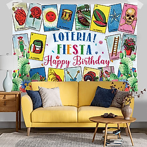 Rsuuinu Loteria Card Backdrop Mexican Fiesta Party Birthday Theme Mexico Loteria Cards Photography Background Fiesta Birthday Party Decorations Banner Newborn Adult Portrait Photo Booth Props 7x5ft