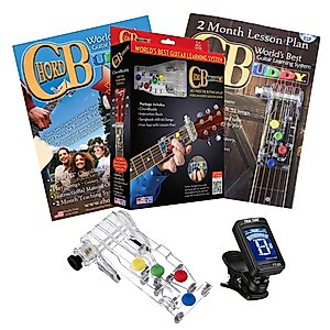 ChordBuddy Guitar Learning System, Teaching Aid with Lesson Plan, Songbook & App Tuner, USA MADE Chord Buddy with True Tune Chromatic Tuner - Right Handed