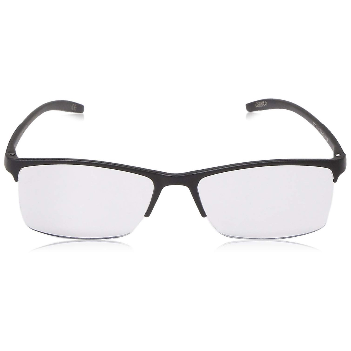 Foster Grant Men's Paolo Square Reading Glasses, Black/Transparent, 59 mm + 2