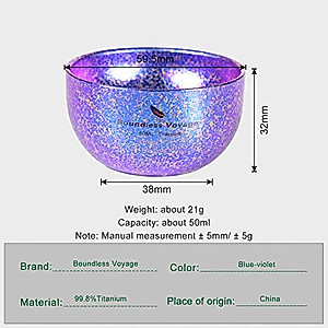 Boundless Voyage Titanium Double Layer Anti-scalding Colorful Teacup Wide Mouth Wine Tea Mug Lightweight Camping Drinkware for Daily Used Hiking Ti3082D(purple)