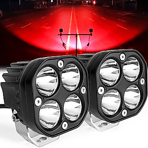 SUFEMOTEC 3Inch Red Led Light Pods, 12V 24V Led Work Lights For Boat Marine fishing Hunting Pickup Truck Tractor Car ATV, Pod 4x4 Off Road Driving Fog Warning Spotlights (Pack of 2)