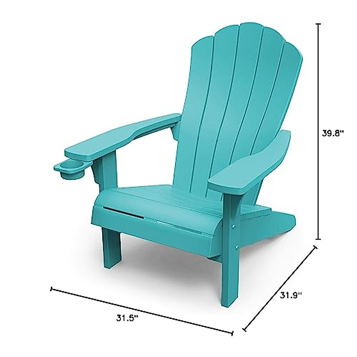 Keter Outdoor Patio Garden Deck Furniture Resin Adirondack Chair with Built-in Cup Holder (Teal)
