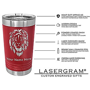 LaserGram 16oz Vacuum Insulated Pint Tumbler, Indian Elephant, Personalized Engraving Included (Maroon)