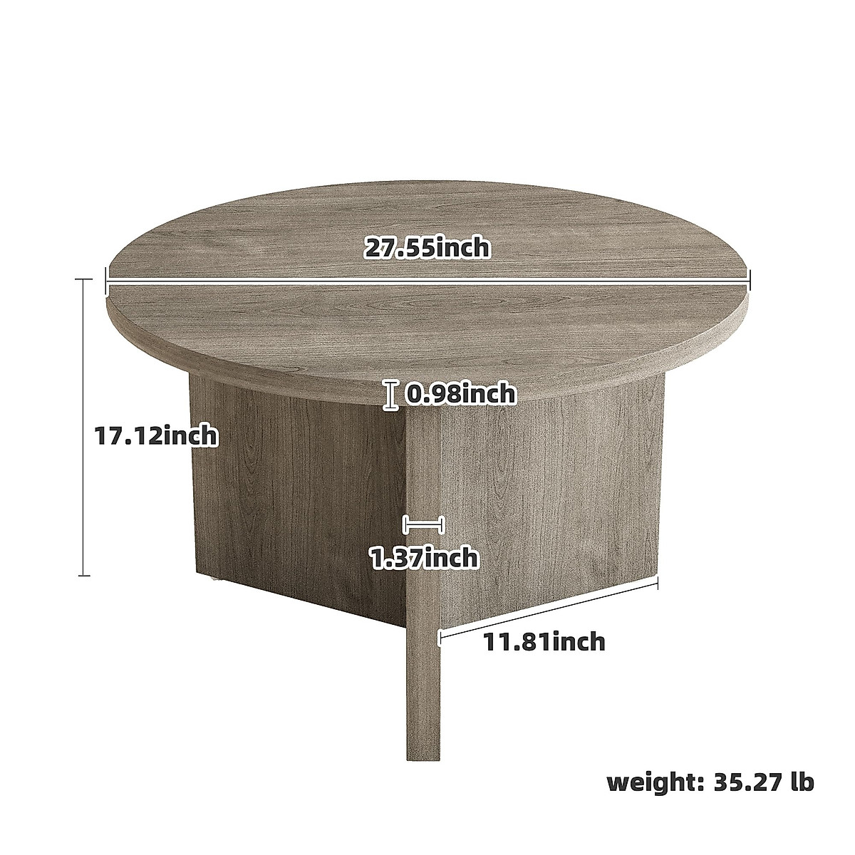 Luoxiao Coffee Table for Small Space, Minimalist Modern Table for Living Room, Durable & Sturdy Small Round End Table with Adjustable Feet Pads, Wood