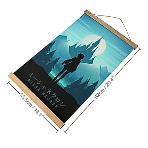 BAWUTZ Misha Necron Maou Gakuin Scroll Poster Wall Fabric Decor Hanging Paintings Wood Frame Hanger Magnetic Kit Holder Print Picture for Living Room Bedroom Decoration