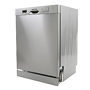 Magic Clean MCDW24SI Dishwasher 24-Inch Built in with 3 Wash Options and Automatic Cycles, Stainless Steel Construction with Electronic Control LED Display, Low Noise Rating, Metallic