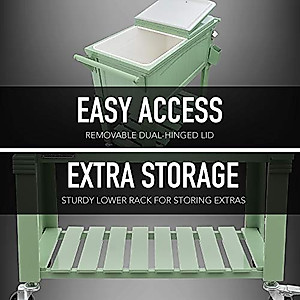 Permasteel PS-203F1-SAGE-AM 80 Quart Portable Rolling Patio Cooler, Sage