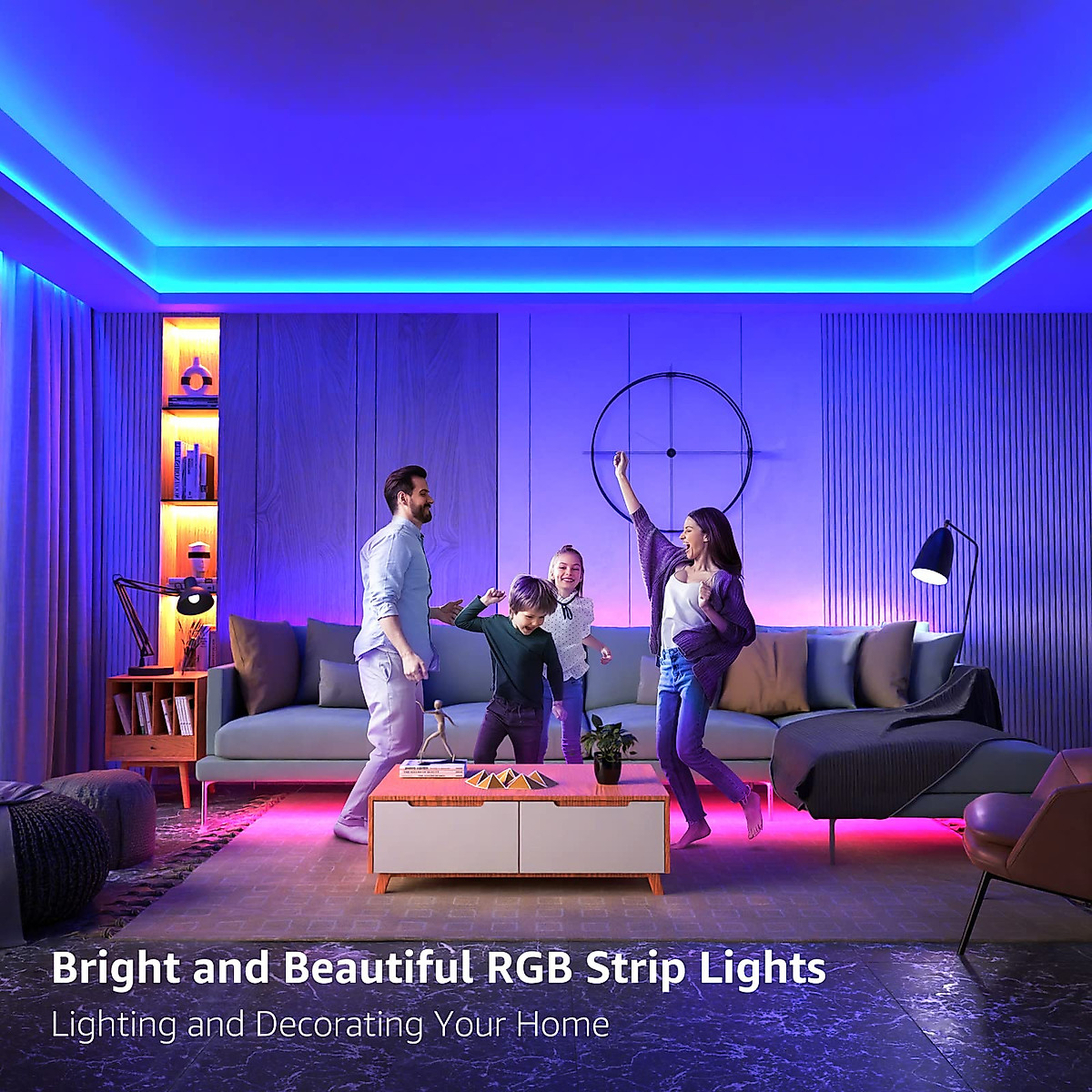 LE LED Strip Lights, RGB 5050 LED Strips with Remote Controller, Color Changing Tape Light with 12V Power Supply for Room, Bedroom, TV, Kitchen, Desk