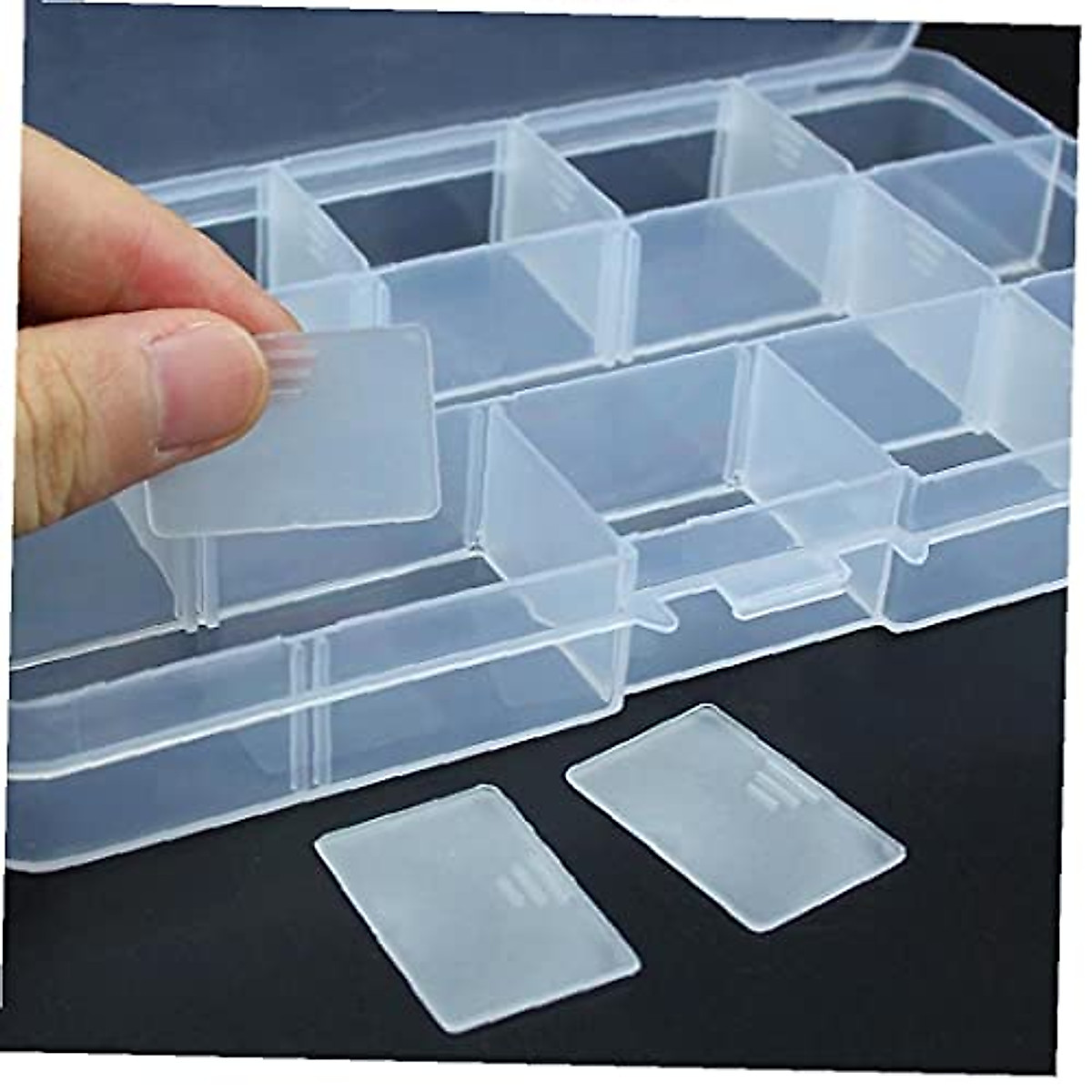 MILEVO jewelry storage box Compact Adjustable 15 Compartment Plastic Storage Box Jewel Case Tool Container