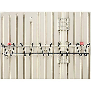 Rubbermaid 20 Pound Capacity Metal Shed Tool and Accessory Shelf and 50 Pound Capacity 34 Inch Storage Shed Tool Rack (6-pack)