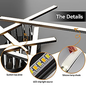 JFHTNFJ 42w Modern Sputnik Ceiling Light Fixture LED Dimmable with Remote Control Ceiling Lighting Black Flush Mount Chandelier Ceiling Lamp for Bedroom Study Kitchen Living Room