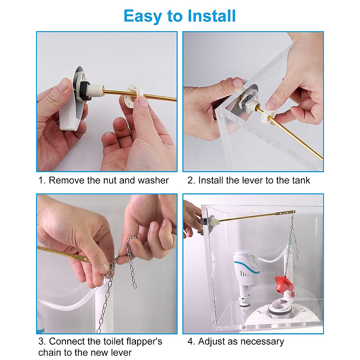 Hibbent Toilet Handle Tank Flush Lever Replacement Compatible with TOTOTHU004-CP Trip Lvr for ST701, CST854, CST884,Side Mount Toilet Flush Handle, Toilet Trip Lever, Toilet Repair Handle, White