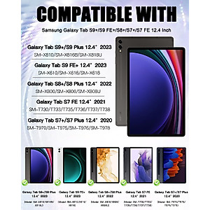 UUcovers Kids Case for Galaxy Tab S9 Plus/Tab S9 FE Plus 2023/Tab S7 FE 5G 2021/Tab S8 Plus 2022/Tab S7 Plus 2020 12.4 inch with S Pen Holder/Handle Stand Cover for Tab S9 FE+/S7 FE/S9+/S8+/S7+, Rose