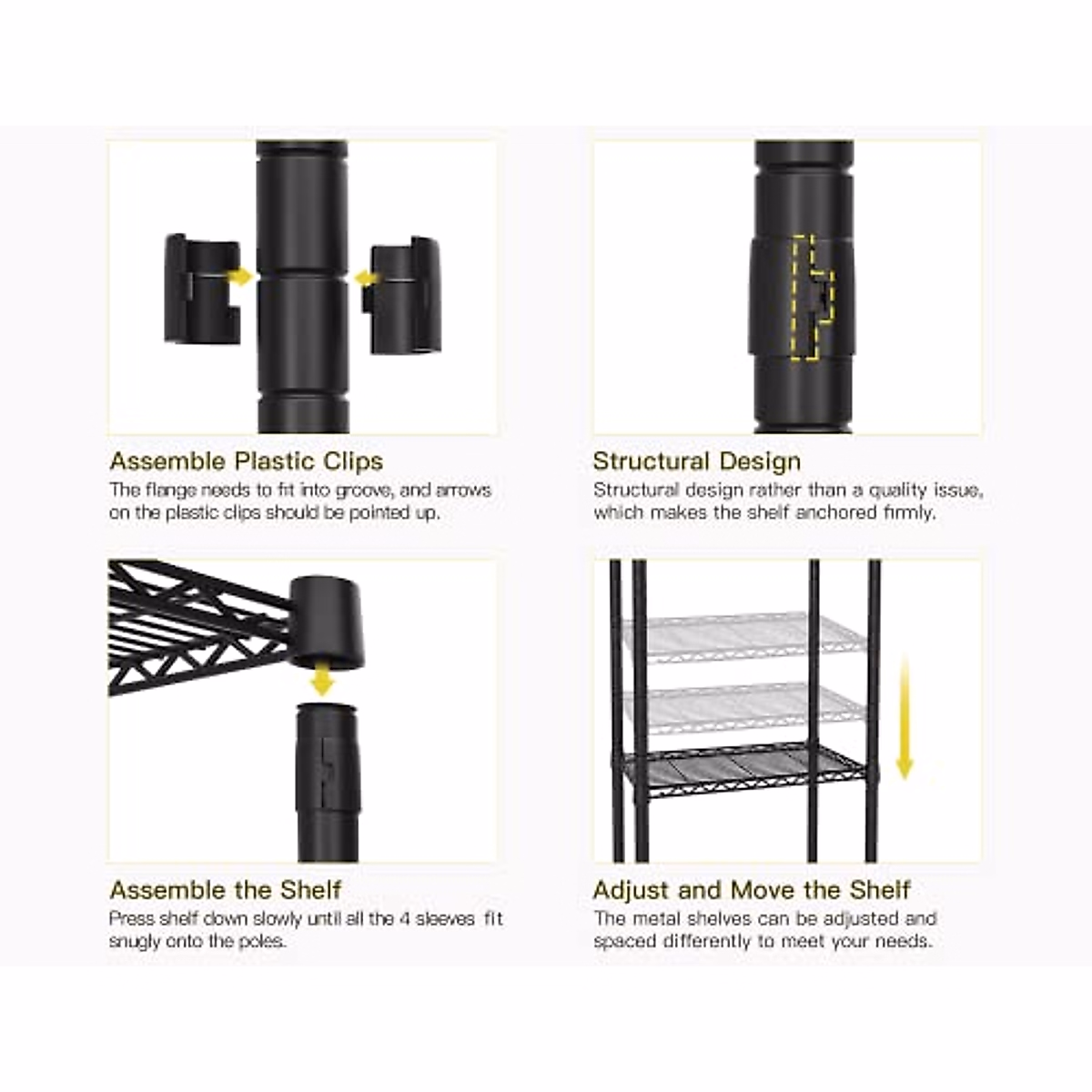 Ulif M3 Clothes Rack Closet Organizer and Storage System 3 Tiers Built-in Wall Mounted Heavy Duty Garment Rack with 4 Expandable Hanger Rods, Fits Space 4.3-9.3 ft, 72.2"H, Load Capacity 710LBS, Black