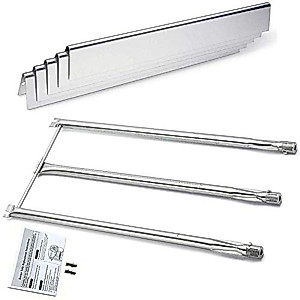 Uniflasy 22.5 Inch Flavor Bars + 28 Inch Grill Burner for Weber Spirit E-310 E-320 (2007-2012) Models with Side Mounted Control Panel, Weber Genesis Silver B/C, Genesis Gold B/C (2002+), 7537 7508