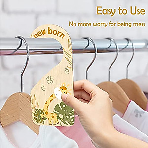 R HORSE 8Pcs Safari Baby Closet Dividers Double Sided Baby Closet Organizers Nursery Hanger Dividers Wood Baby Closet Size Dividers for Baby Boy Girls Baby Shower Birthday Gift Christmas (0-24 Months)