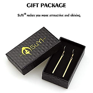Suyi Minimalist Dainty Bar Stud Earrings Long Drop Dangle Earrings for Women BGold
