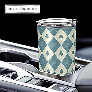 HXshaoye blue beige poker Stainless Steel reusable coffee cups with lids with Straw Lid coffee mug with lid for Home, Office or Car modern mug 20 oz vaso térmico para cafe 20oz
