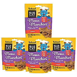 Blue Cat Bakery Meow Munchies Salmon Treats for Cats, 2.1 Oz Pouch (Pack of 4)