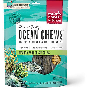 Pet Faves (3 Pack of 6oz) The Honest Kitchen Wolffish Ocean Chews Grain Free Dog Chew Treats – Natural Human Grade Dehydrated Fish Skins (6 oz Each) with 10ct Wipes