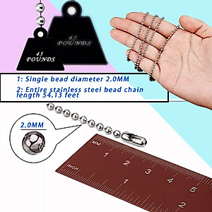 Stainless Steel Ball Chain, Necklace Chain Ball Bead, 55ft Bead Chain Ball Chain Bulk Bead Chain with 100 Pcs Matching Connectors Clasps for Necklace Hanging, Dog Tag, DIY Crafts, 2.0mm Diameter