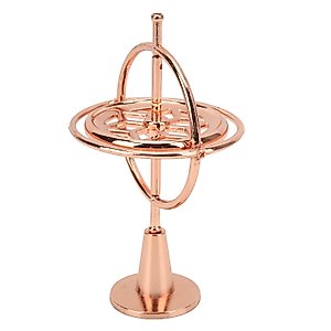 Spinning Top Toy, Zinc Alloy Decompression Rose Gold Balanced Gyroscope with Rope for Decoration for Gift